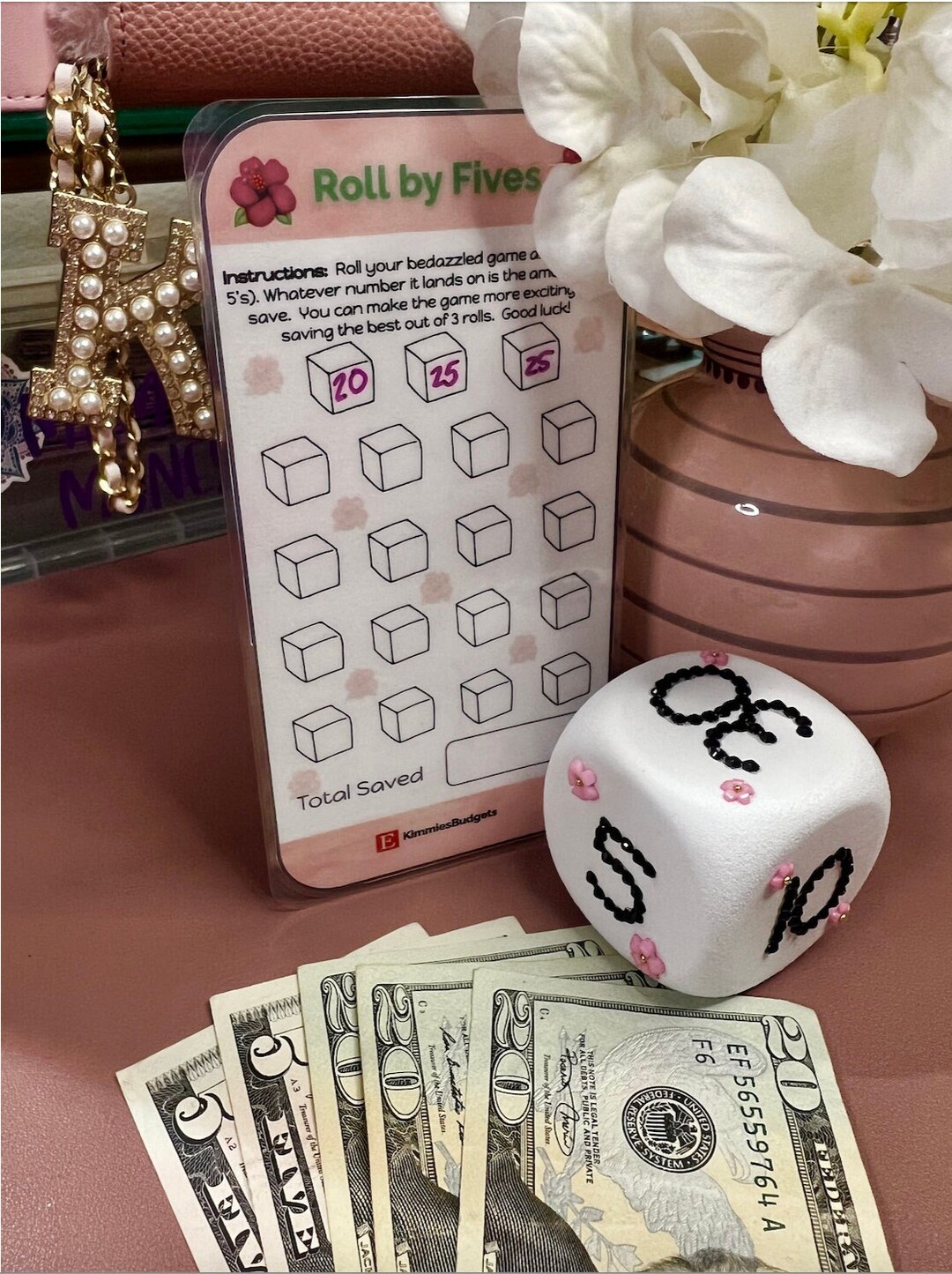 Savings Challenge | Roll by Fives | 2" X 2" Bedazzled Foam Dice - Etsy