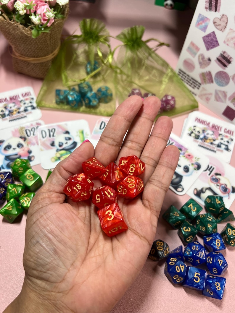 Panda Roll Call Dice Randomizer Game | 6 Dice Included | D4 D6 D8 D10 ...