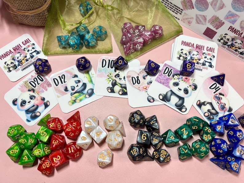 Panda Roll Call Dice Randomizer Game | 6 Dice Included | D4 D6 D8 D10 ...