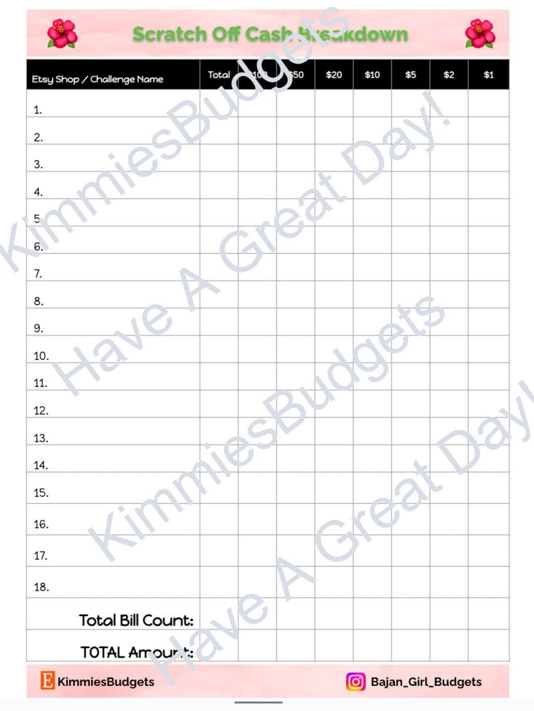 Scratch off Tracker | Amount Owed & Due | Scratch off in Advance ...