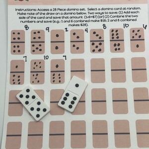 Savings Challenge | Domino Draw | Free Mini Domino Set Included ...