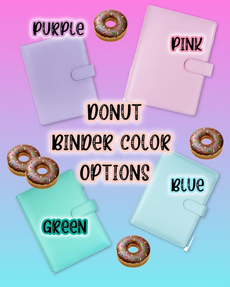 Donut Worry Binder Bundle | Savings Challenge | Colors Blue Pink Green ...