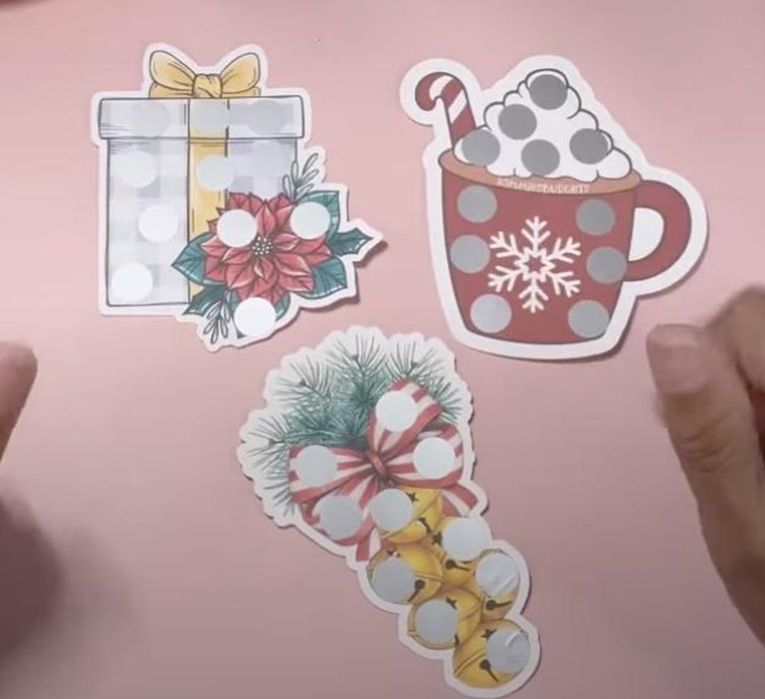 Cute Holiday Christmas Cutout Savings Challenges set of 3 Scratch off ...