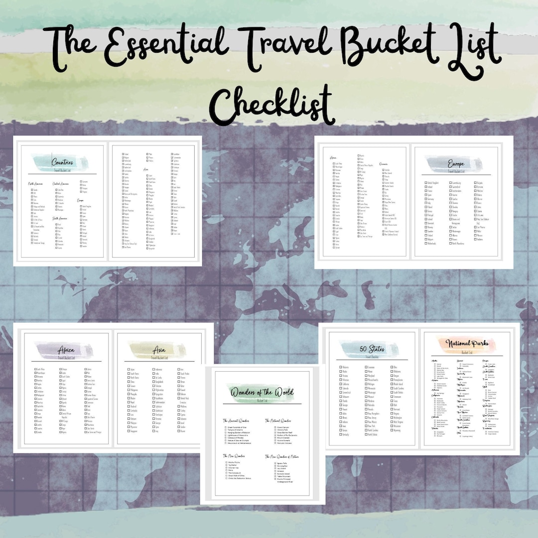Bucket List Travel Checklist - Etsy