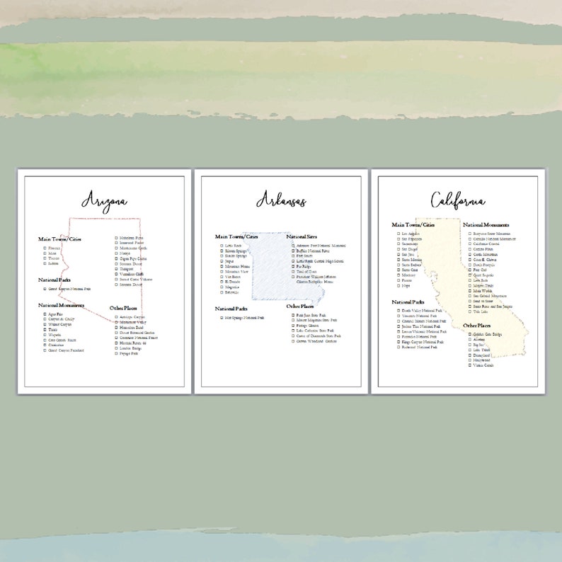 50 US States Bucket List Checklist - Etsy