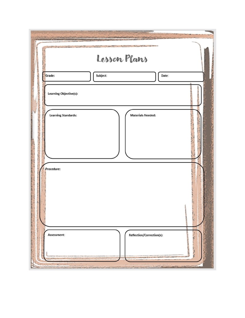 Lesson Plan Template - Abstract Lines Design - Etsy