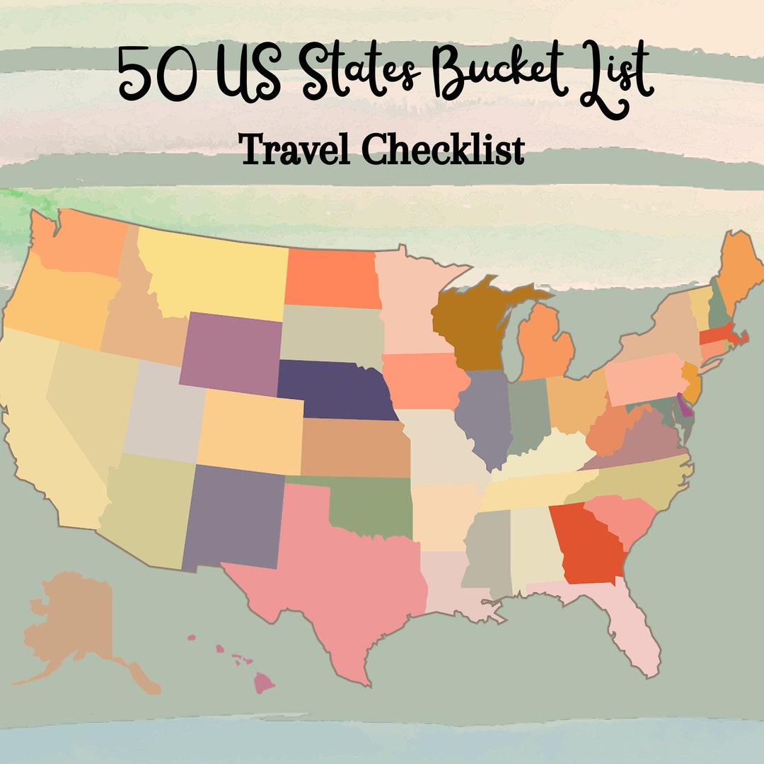 50 US States Bucket List Checklist - Etsy