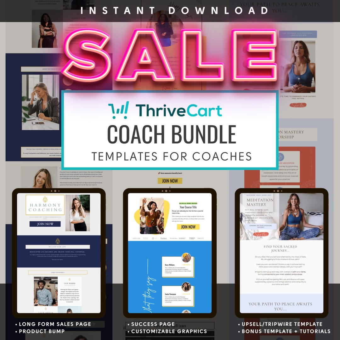 Thrivecart Coach Templates Bundle, Sales Page Funnel (digital Download ...