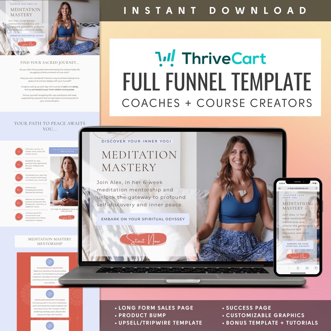 Premium Thrivecart FUNNEL+ UPSELL for Coach Course Template Tripwire Long Sales Page + BONUS - Etsy