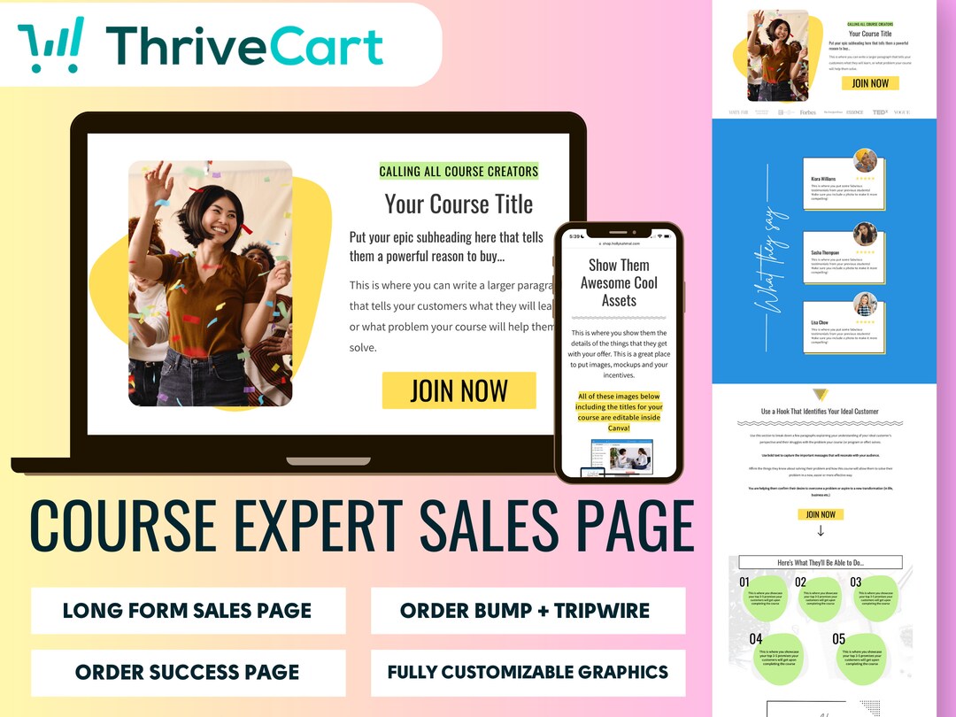 Thrivecart Sales Page Thrive Cart Course Template Tripwire - Etsy