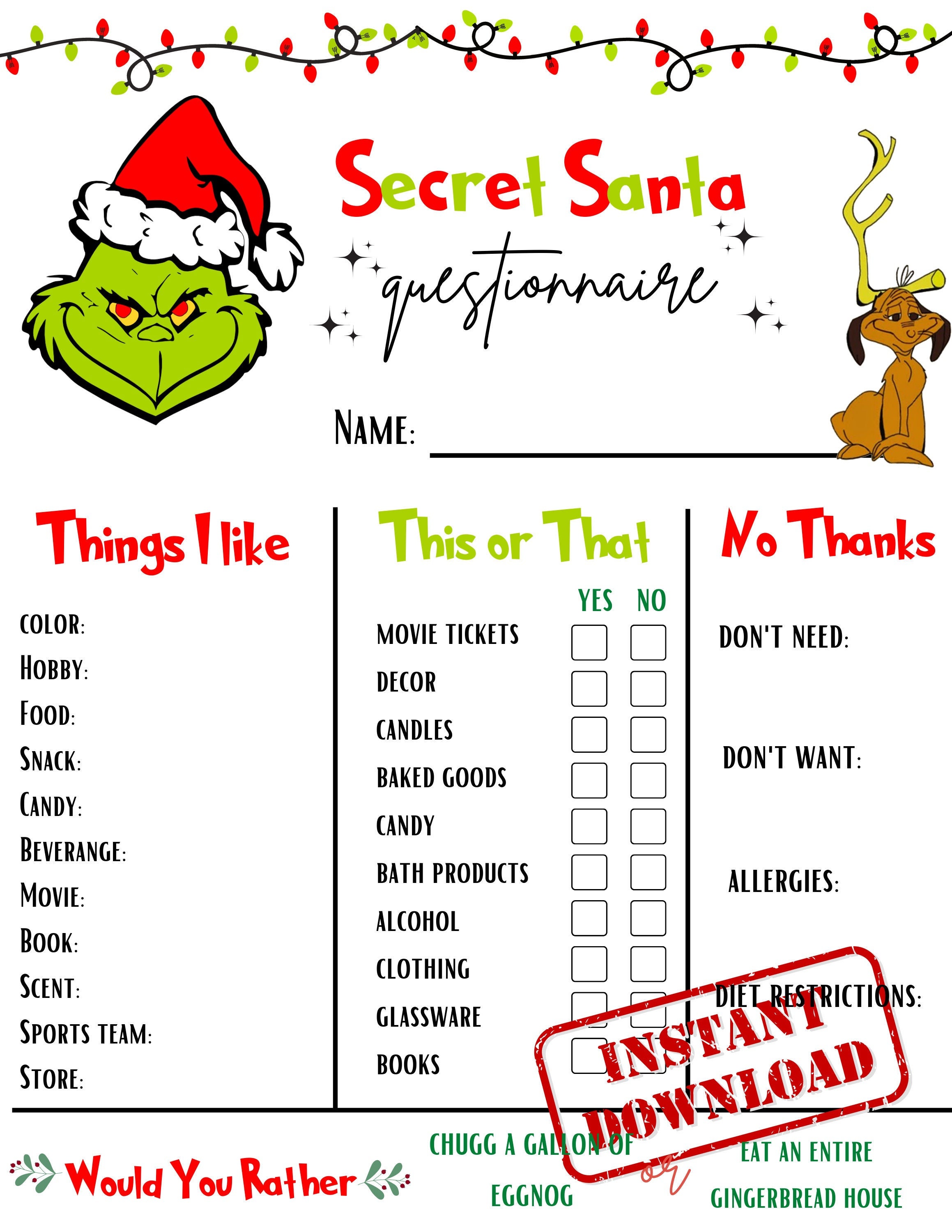Grinch Secret Santa - Etsy