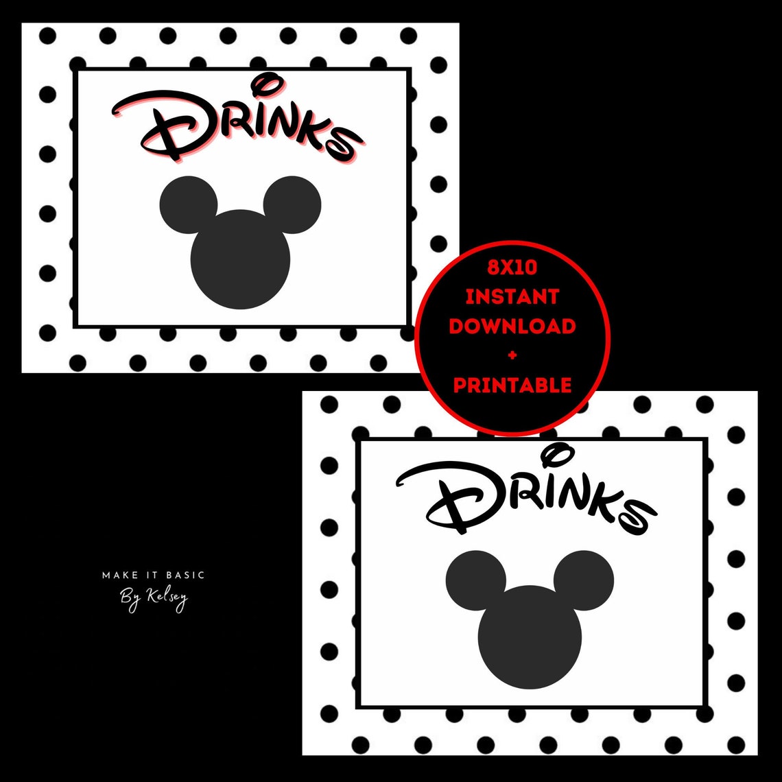 8x10 ‘drinks’ Mouse Sign / DOWNLOAD + PRINT - Etsy