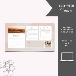 Desktop Wallpaper With Desert Boho Theme, Organizers for Your Desktop ...