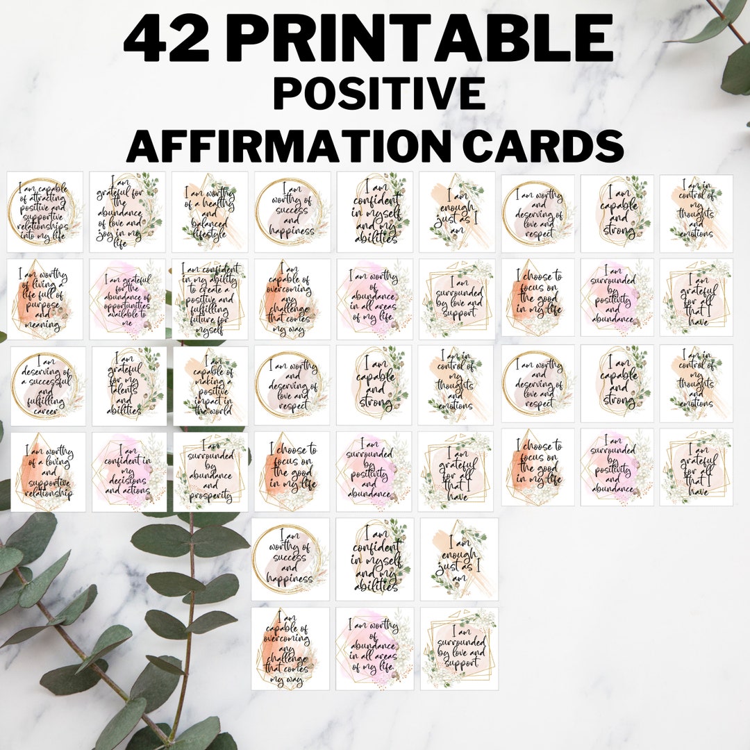 42 Positive Affirmation Cards, Vision Board Printables, Law of ...