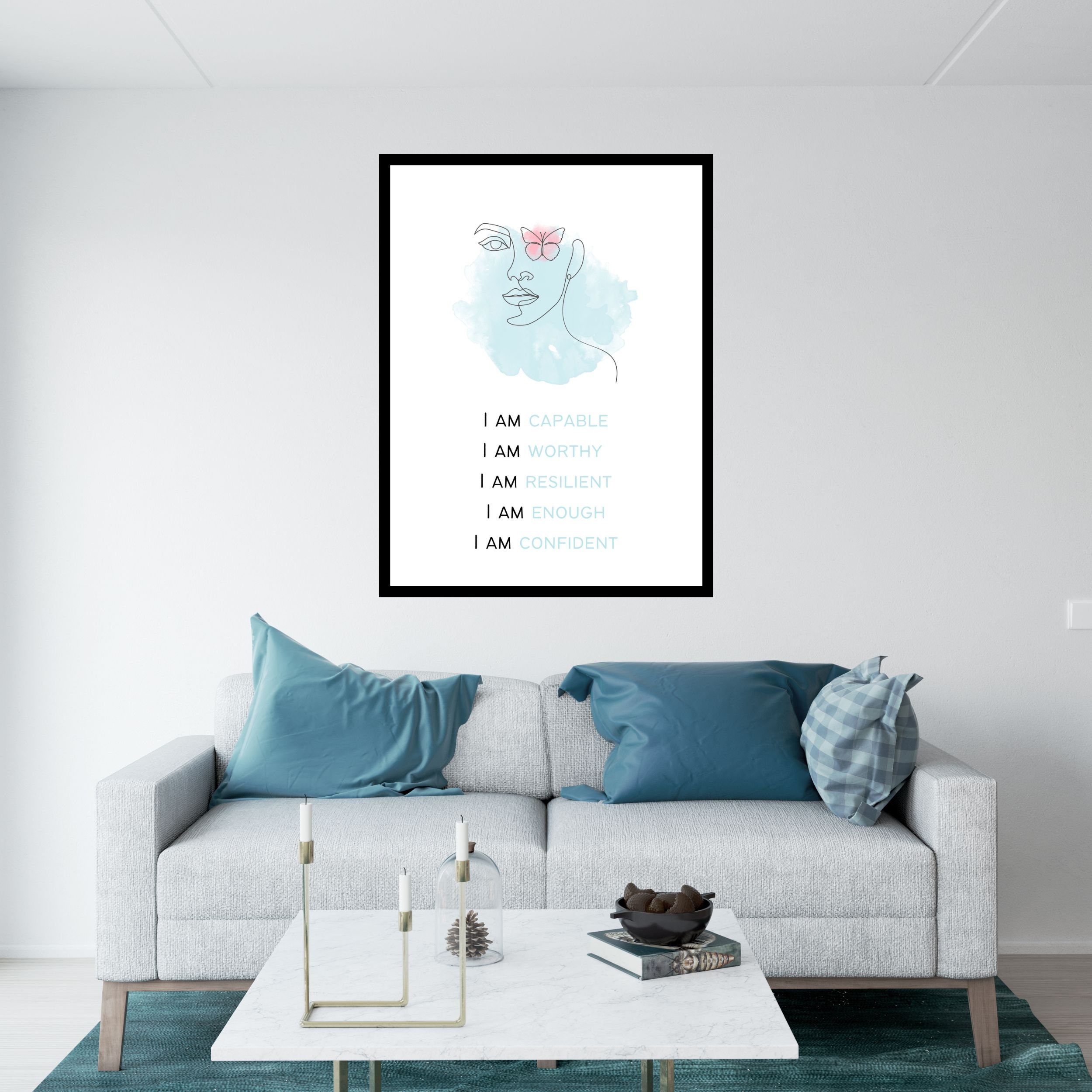I Am Self-love Positive Affirmation Printable Wall Art, Botanical ...