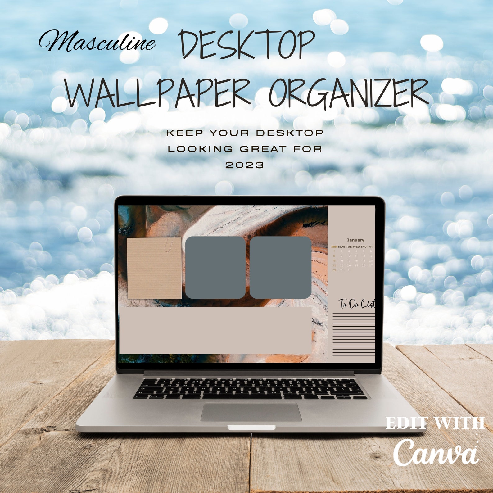 Desktop With Earth Tones Wallpaper Organizers for Your - Etsy