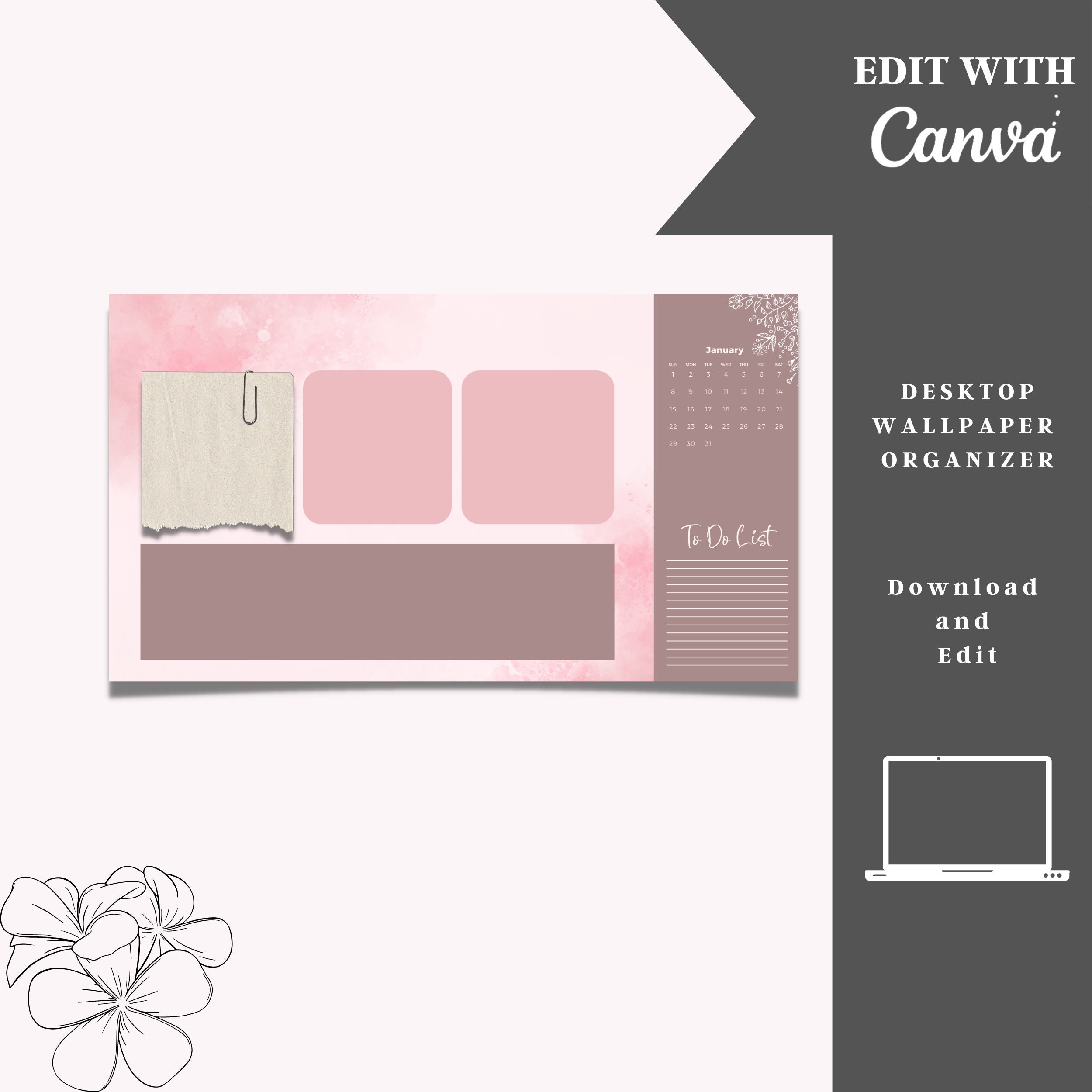 Desktop Wallpaper With Pink Theme, Organizers for Your Desktop, Desktop ...