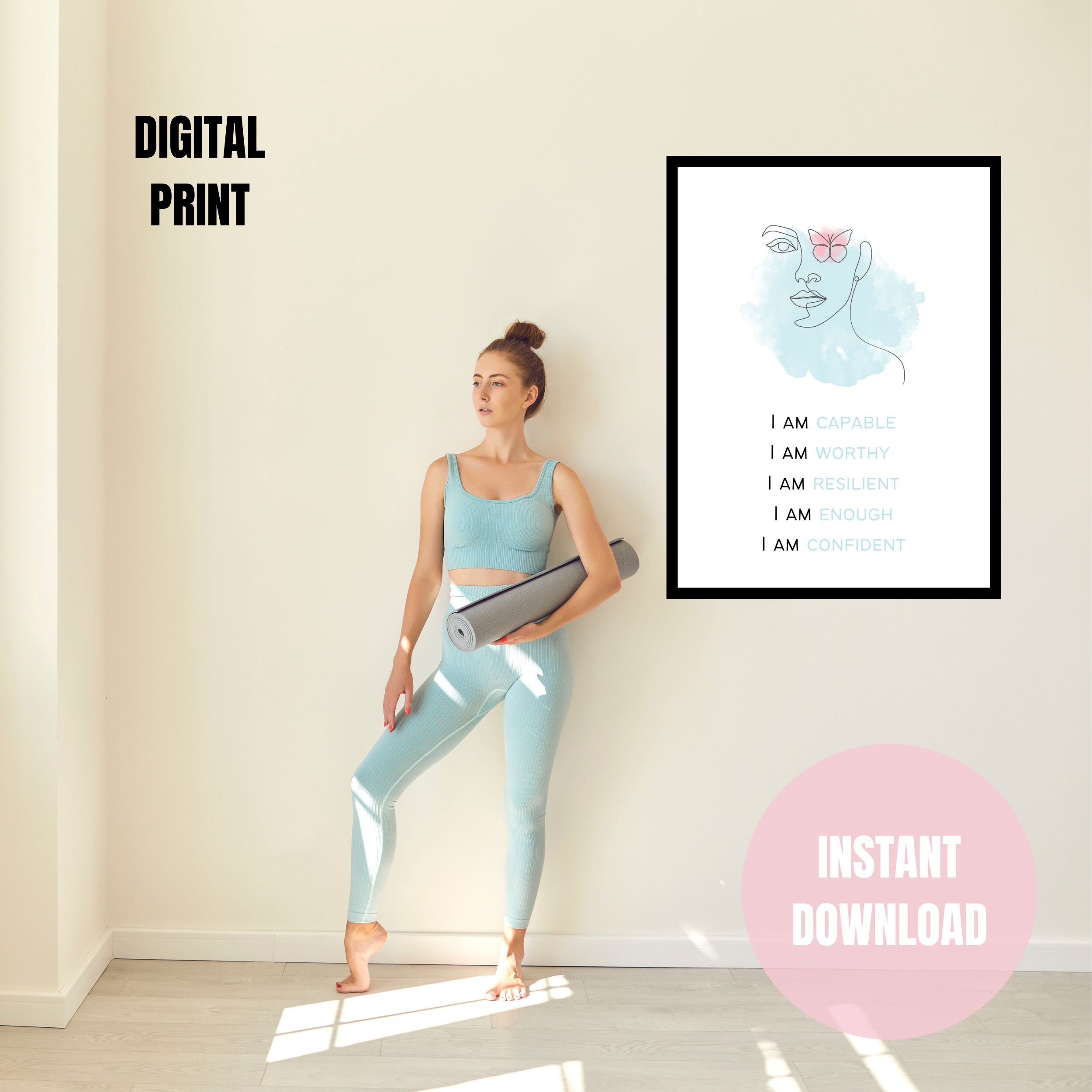 I Am Self-love Positive Affirmation Printable Wall Art, Botanical ...