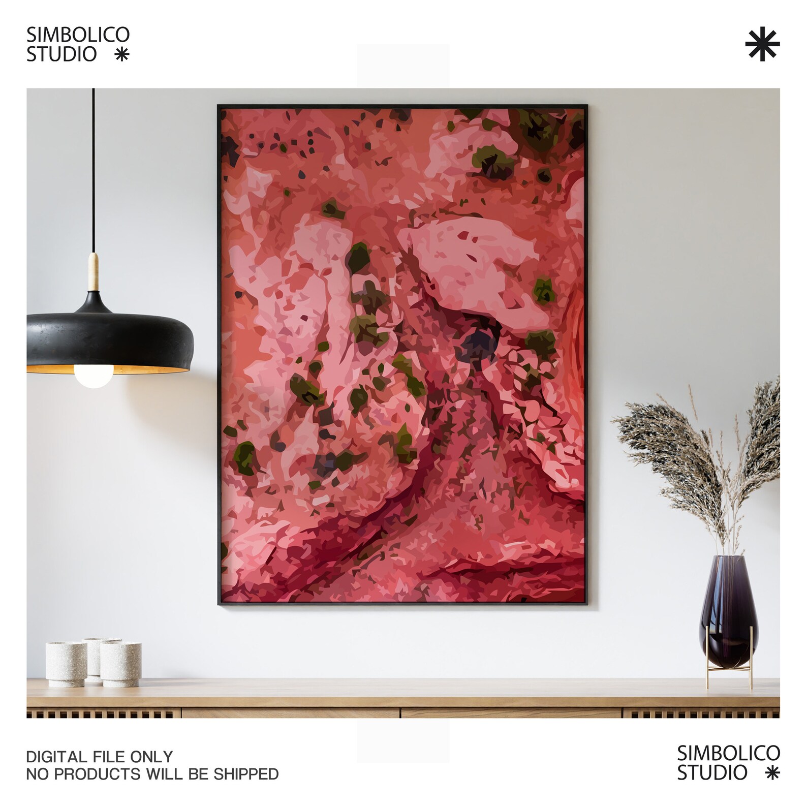 Red Rock Swirl Pattern Abstract Printable Artwork Colorful Home Décor ...