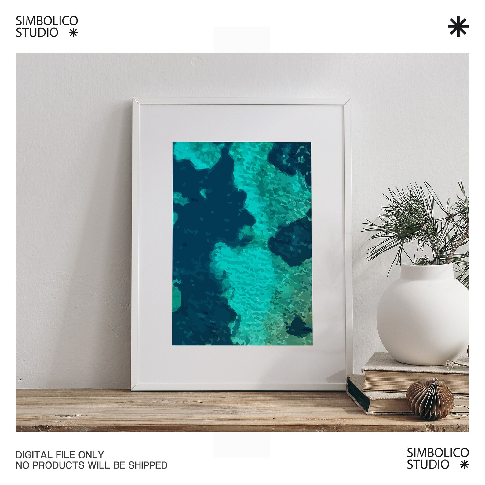 Clear Blue Water With Shadows Abstract Printable Artwork Colorful Home ...