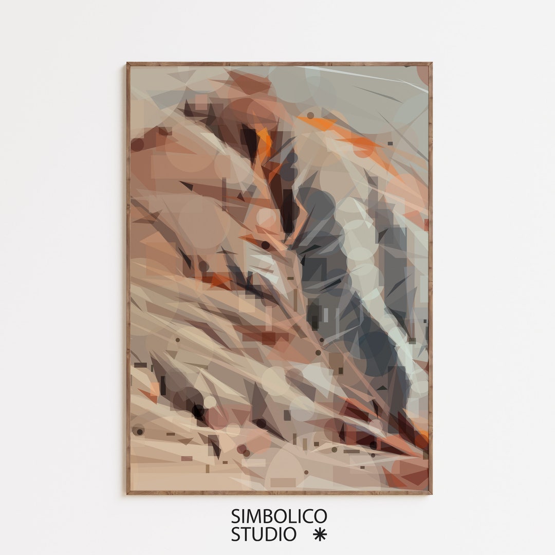 Colorful Rugged Desert Landscape With Ridges Abstract Geometric Art ...