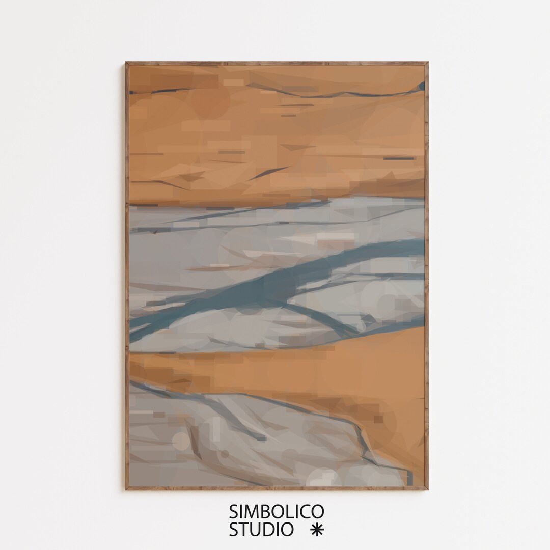 Rivers Flowing Through A Barren Landscape Abstract Geometric Art ...