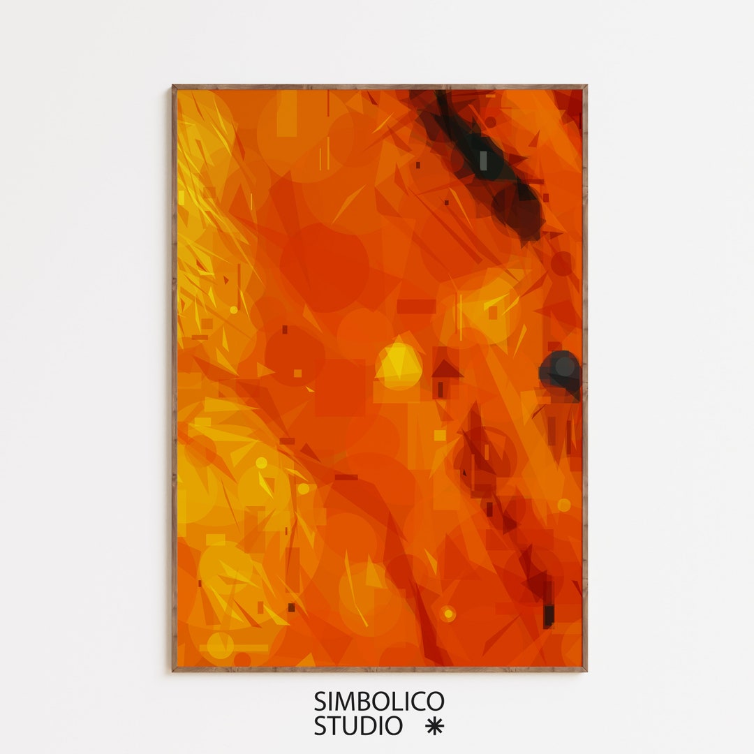 Molten Lava and Glowing Orange Textures Abstract Geometric Art Colorful ...