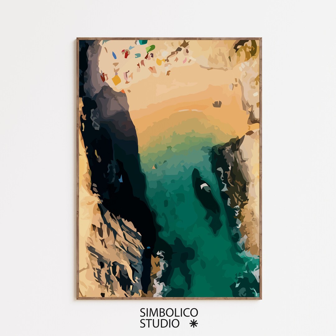 Beach With Swimmers Abstract Printable Artwork Colorful Home Décor ...