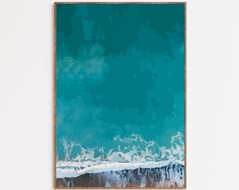 White Cliff Against Dark Sea Abstract Printable Artwork Colorful Home ...