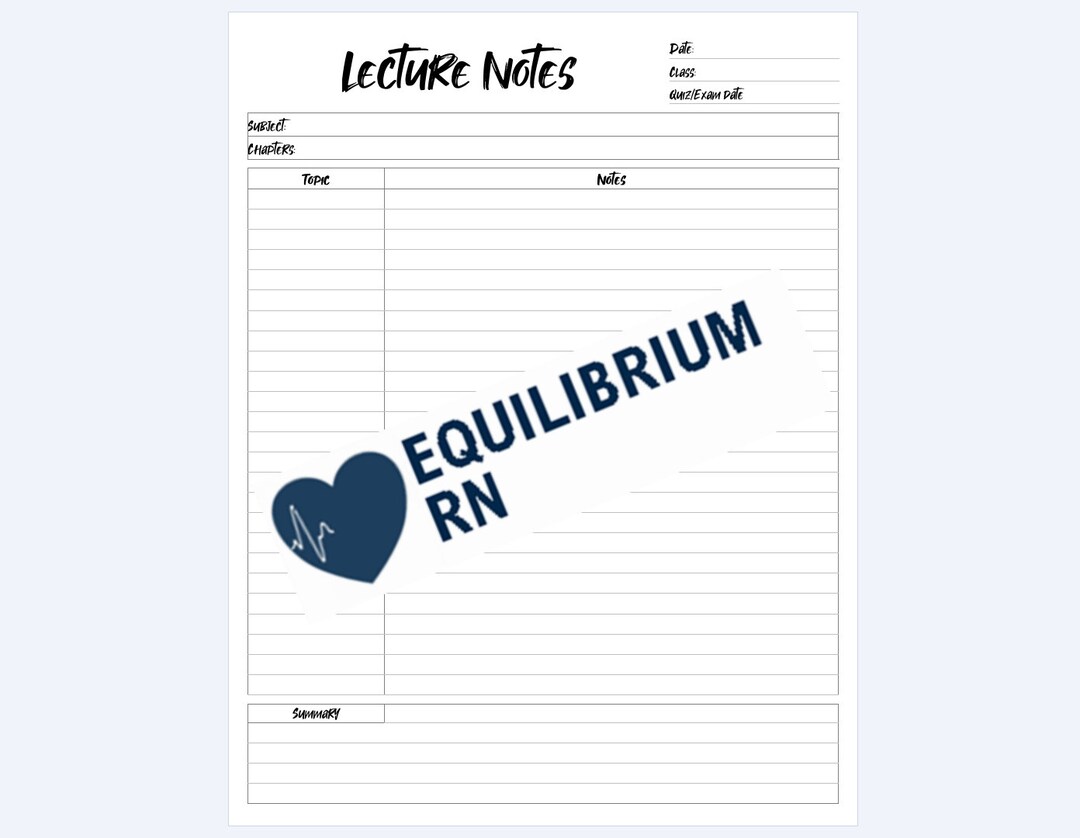 Blank Cornell Lecture Note Template - Etsy