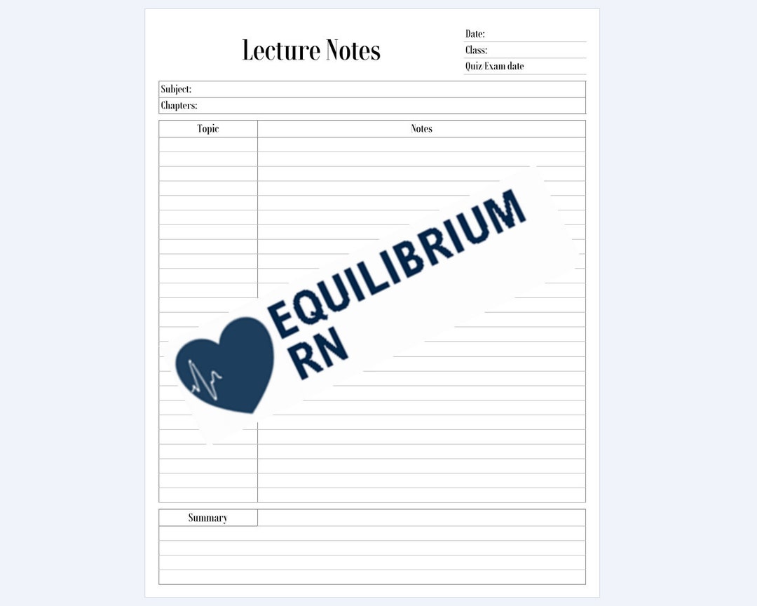 Blank Cornell Lecture Note Template - Etsy
