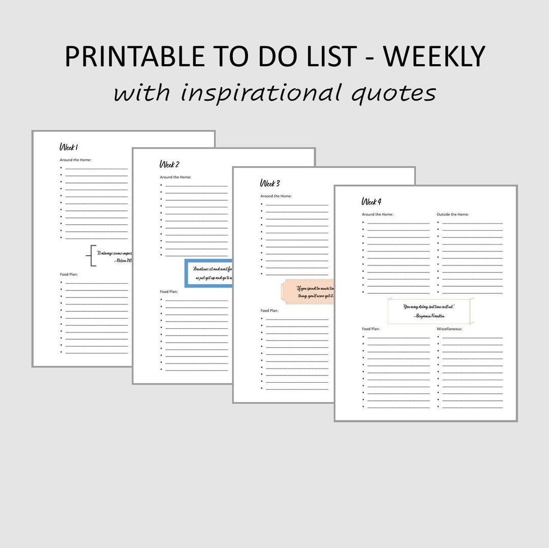 Printable to Do List With Inspirational Quotes - Etsy