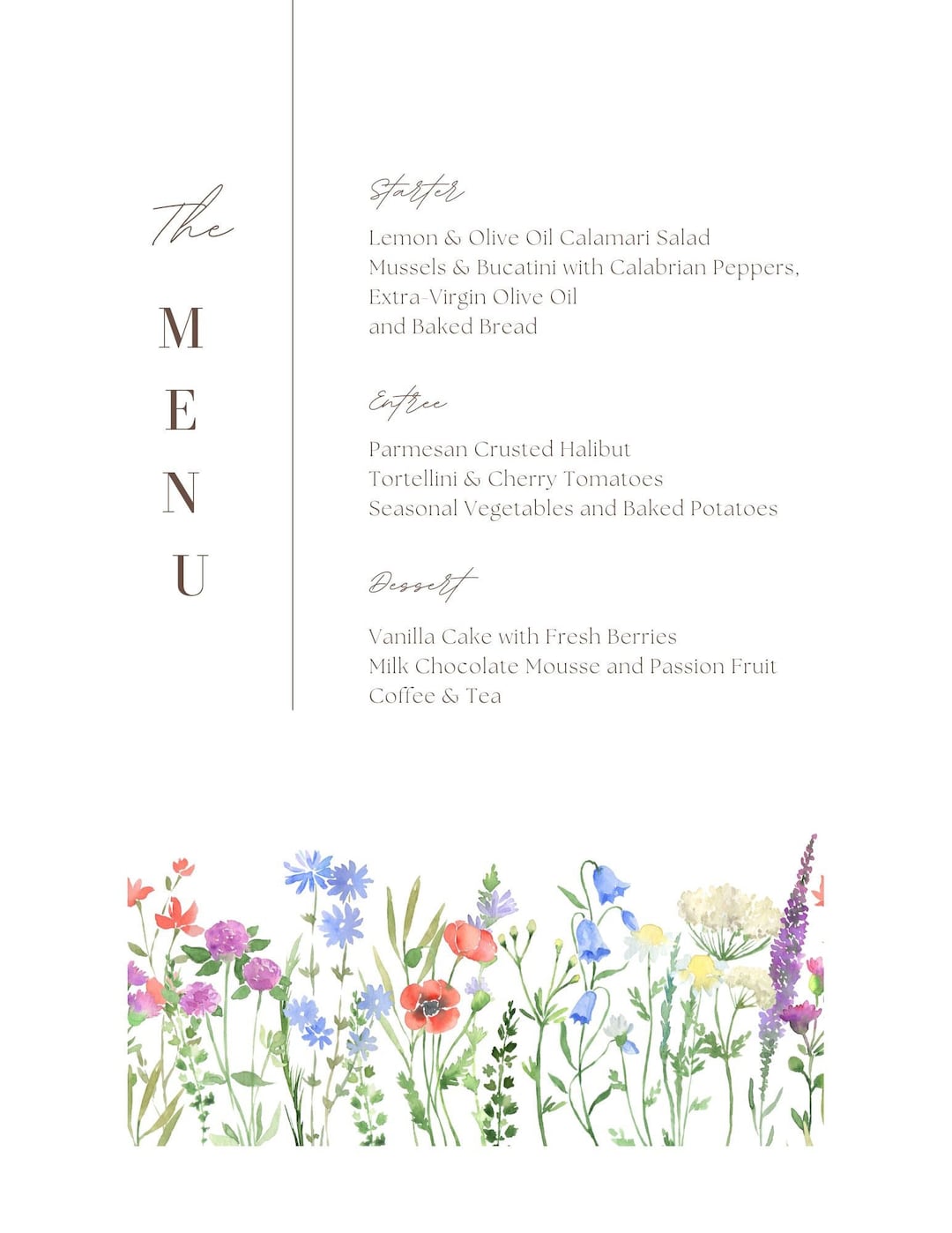 Elegant Flower Menu L Editable Menu Template L Floral Menu L Simple ...