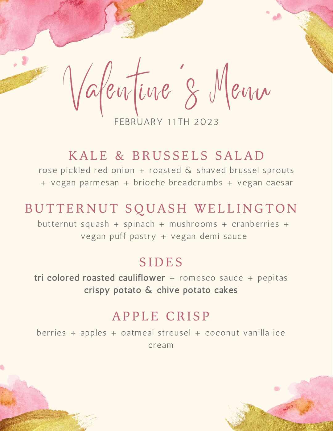 Valentine's Menu Template, Printable Valentine's Day Menu, Valentine's ...