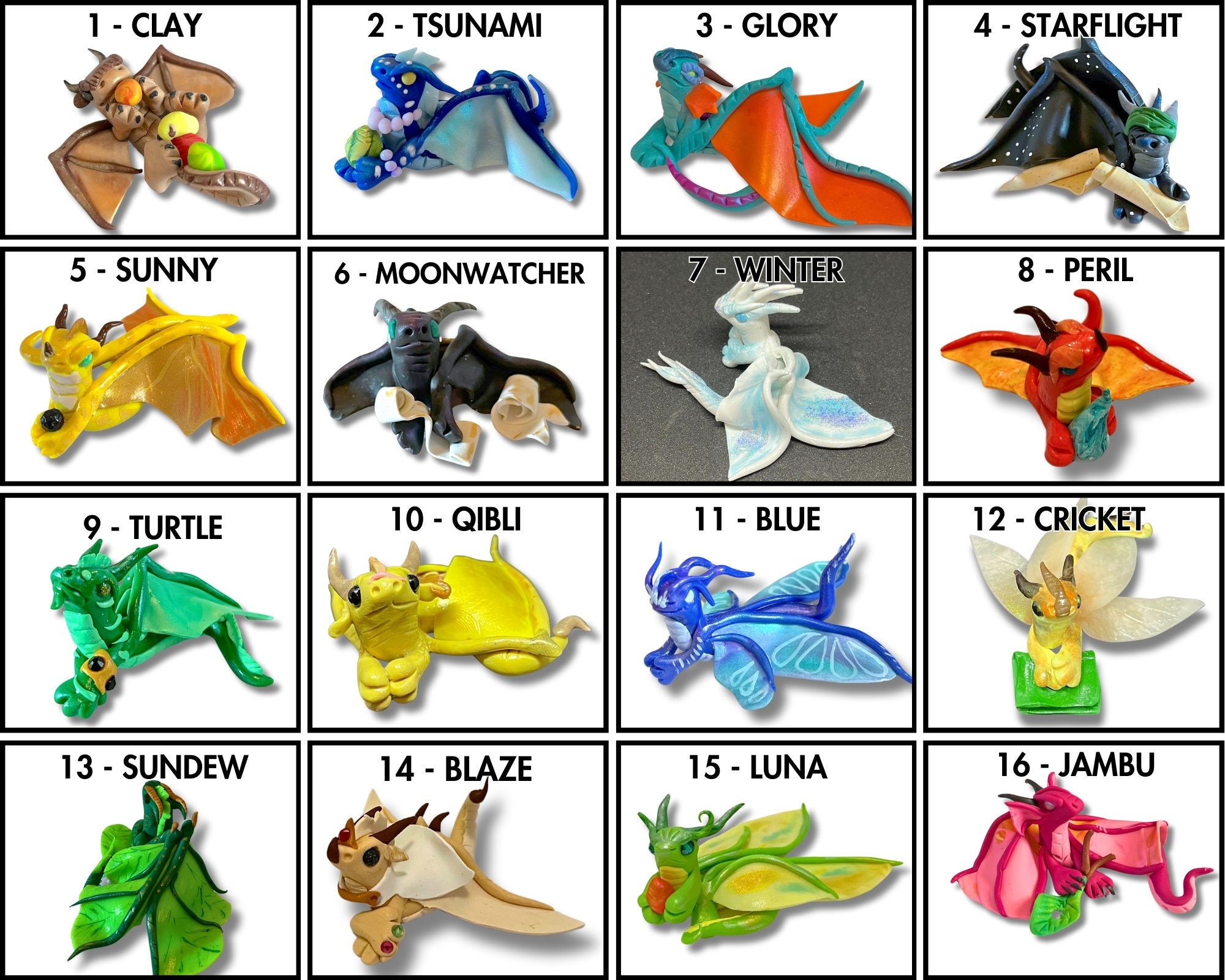 Wings of Fire DRAGONS Polymer Clay Sculptures 36 Different Dragon ...