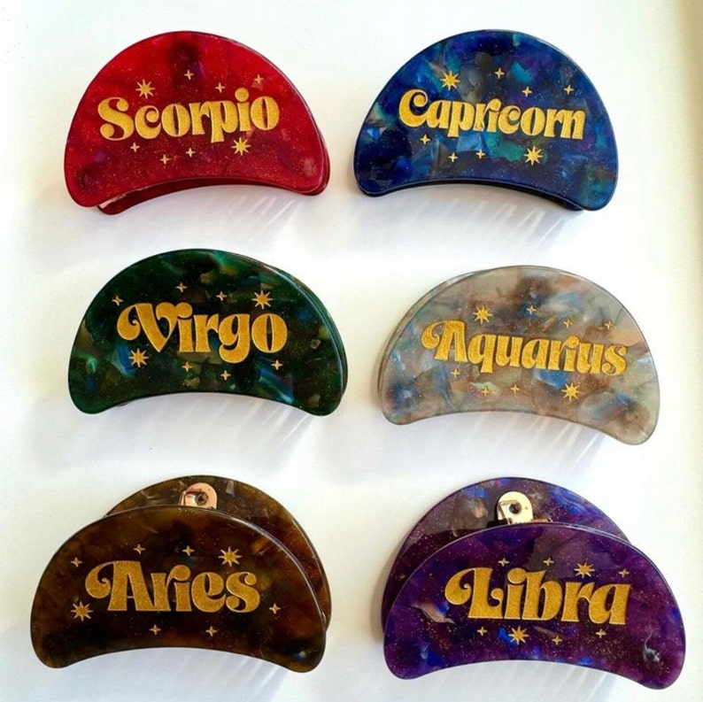 Zodiac Sign Hair Claw Clips | Zodiac Accessories, Gift Ideas ...
