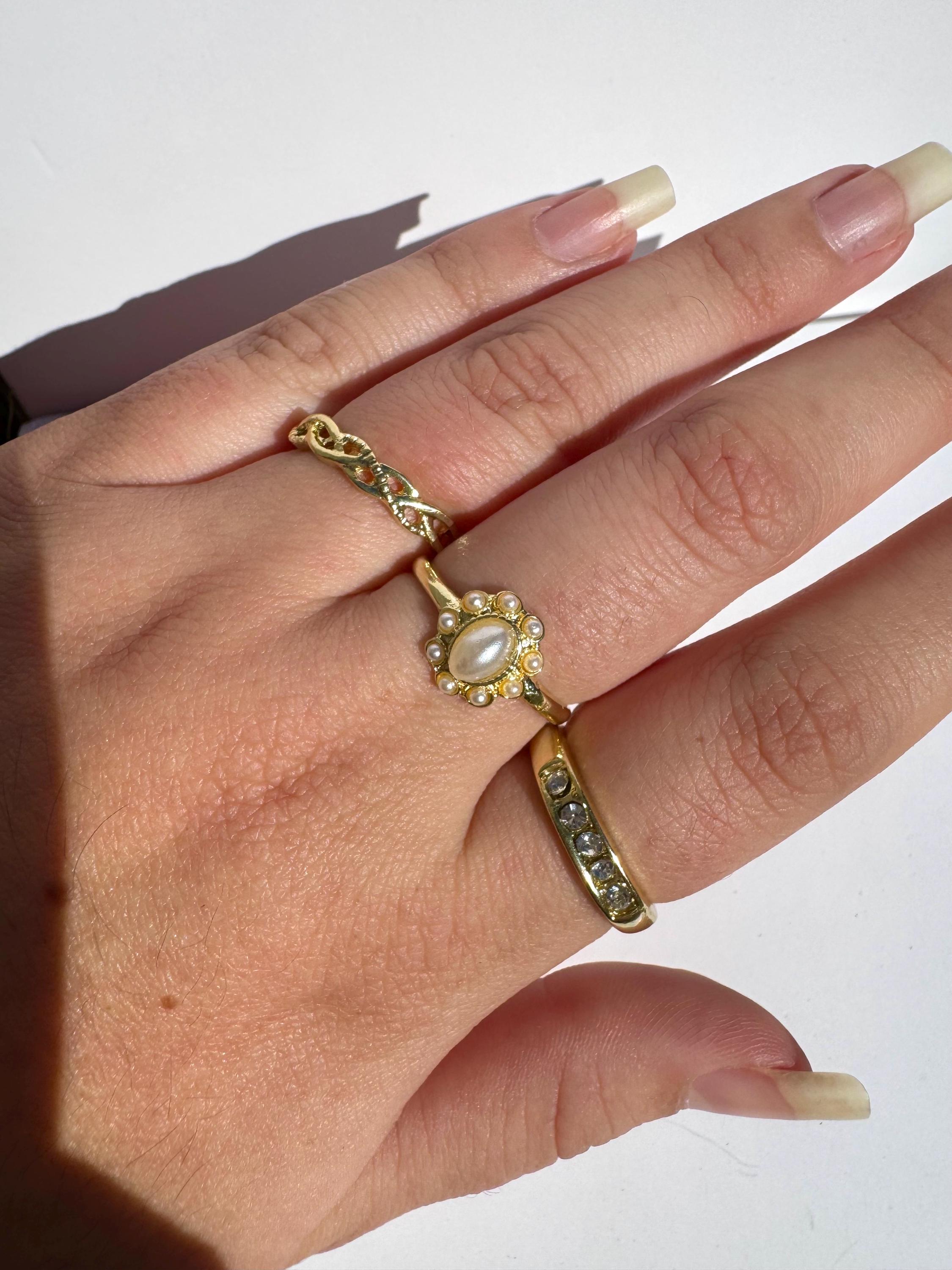 15pcs Pearl Stackable Rings Set | Gemstone and Rhinestone Rings, Heart ...