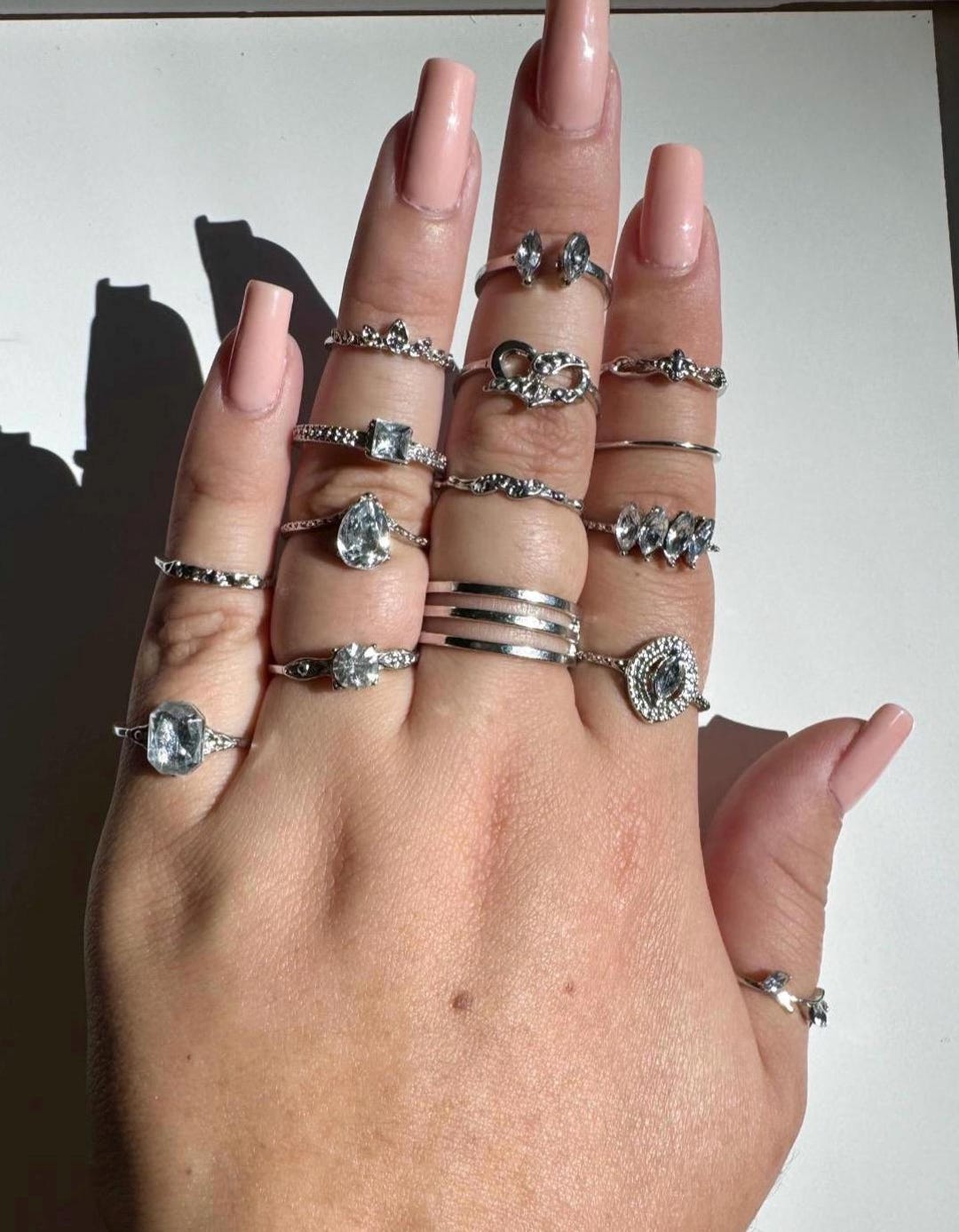 15pcs Stackable Rings Set | Gemstone and Rhinestone Rings, Boho, Amor ...
