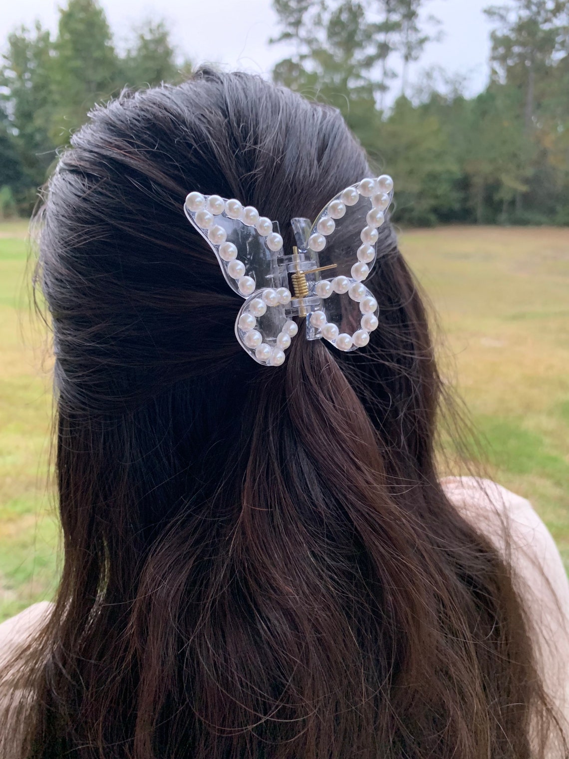 Pearl and Holographic Design Butterfly Hair Claw Clip - Etsy
