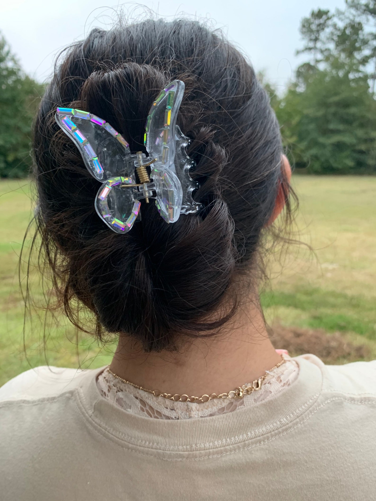 Pearl and Holographic Design Butterfly Hair Claw Clip - Etsy