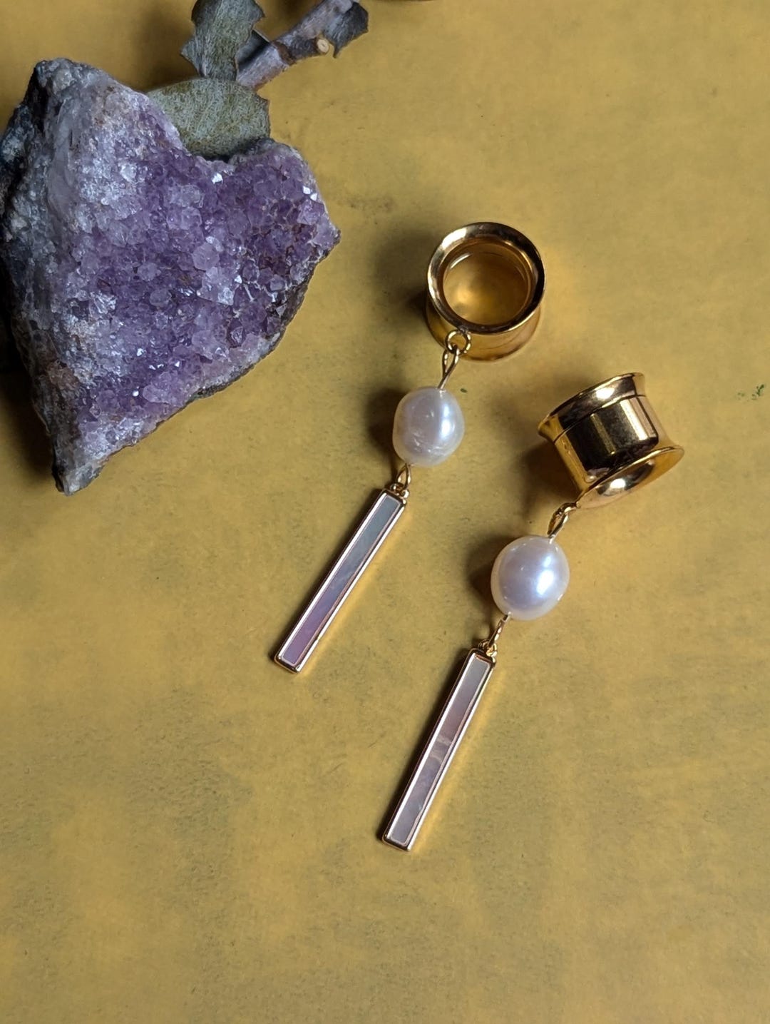 Freshwater Pearl Dangle Gauges Dangle Plugs - Etsy