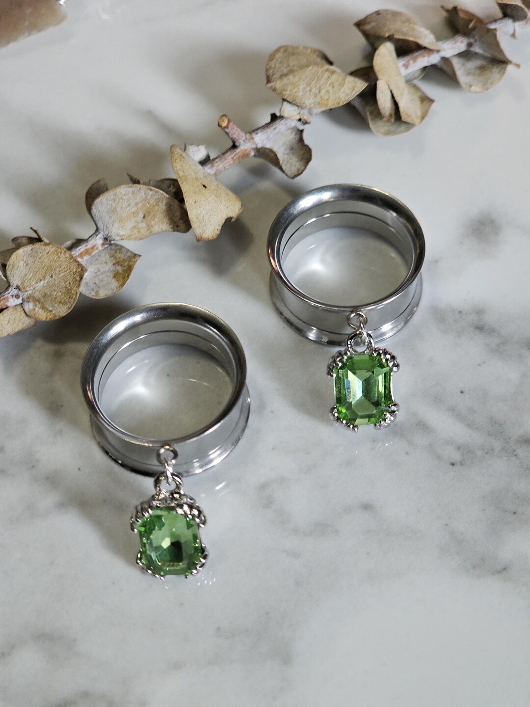 Peridot Inspired Crystal Dangle Gauges - Etsy