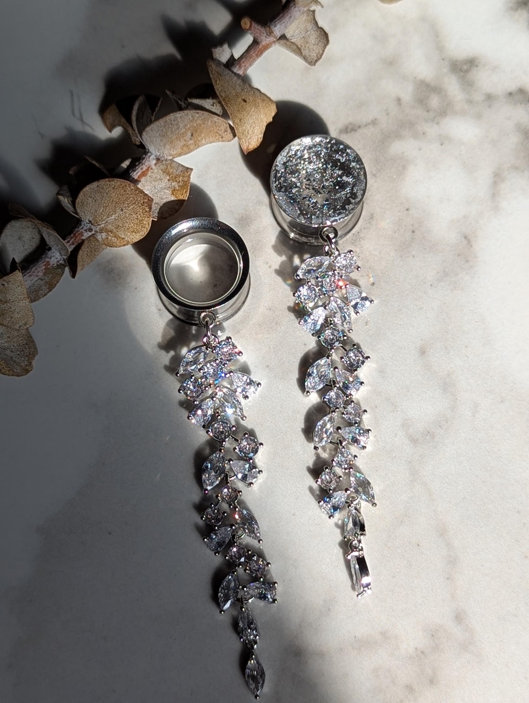 Beautiful Crystal Dangle Gauges Dangle Plugs Bridal Holiday Special ...