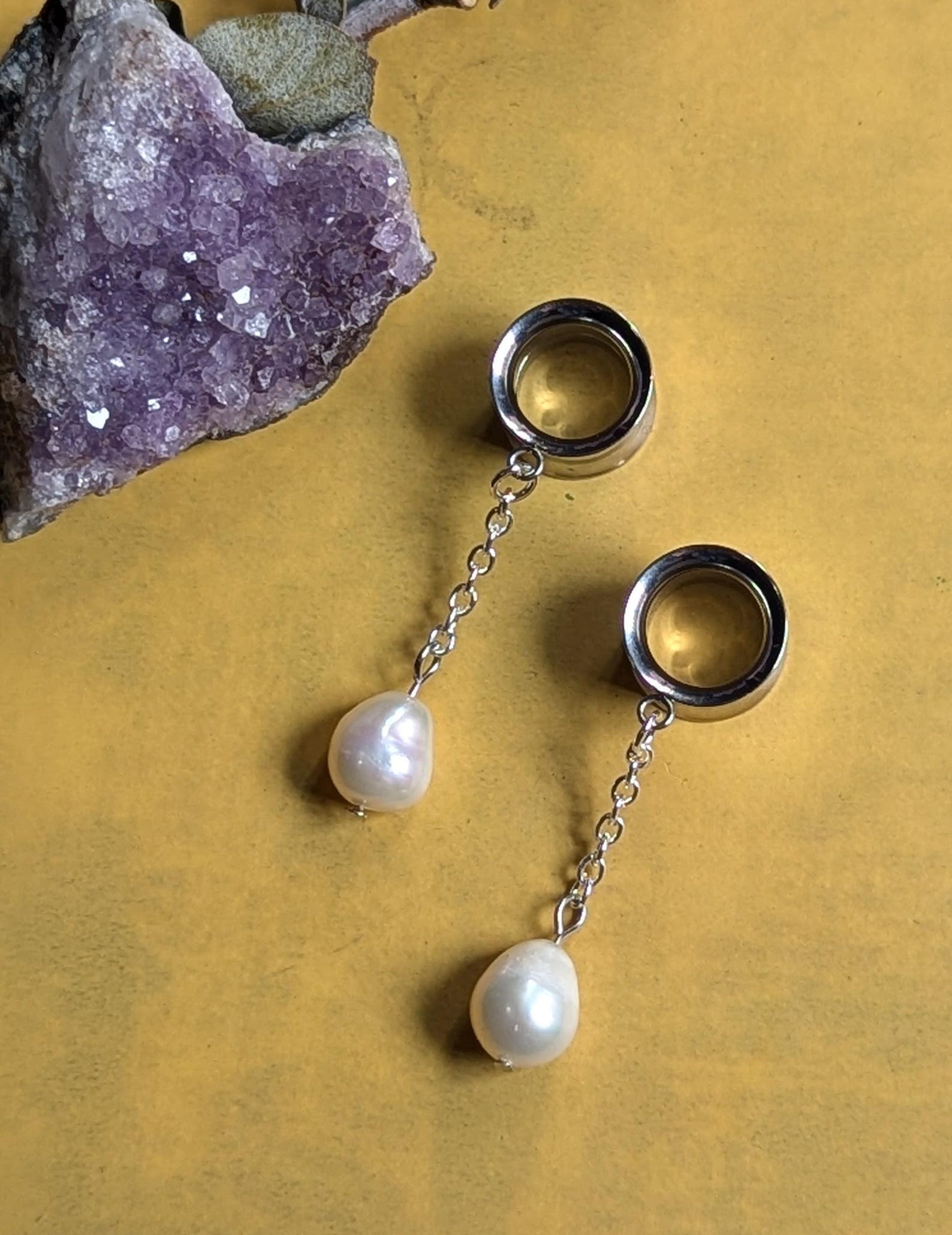 Simple Pearl Dangle Gauges Dangle Plugs - Etsy