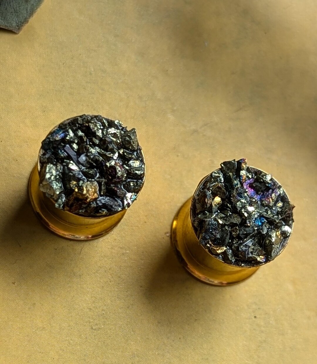Rainbow Ore Pyrite Crystal Gauges Plugs Tunnels - Etsy
