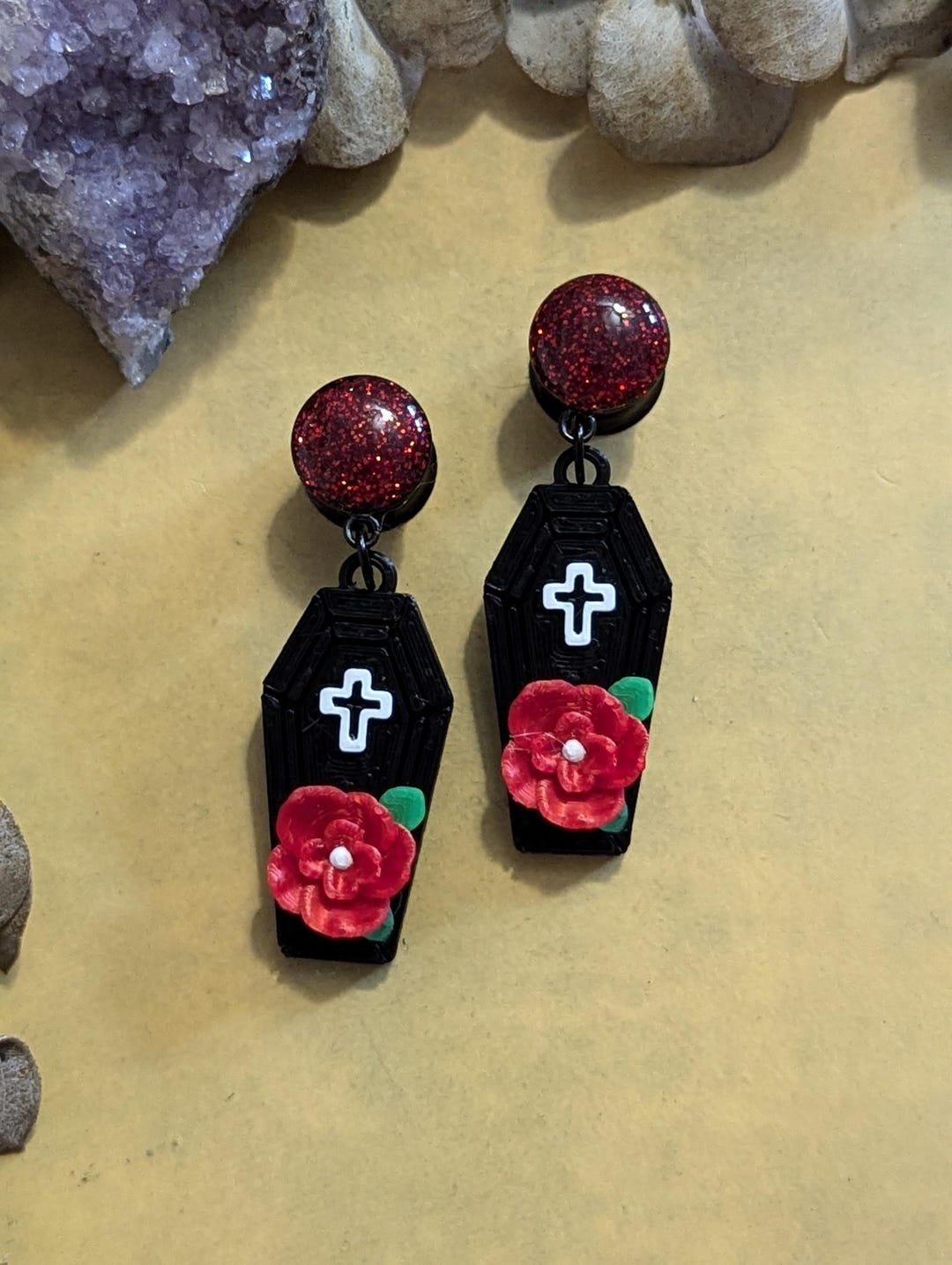 Floral Coffin Dangle Gauges Dangle Plugs - Etsy