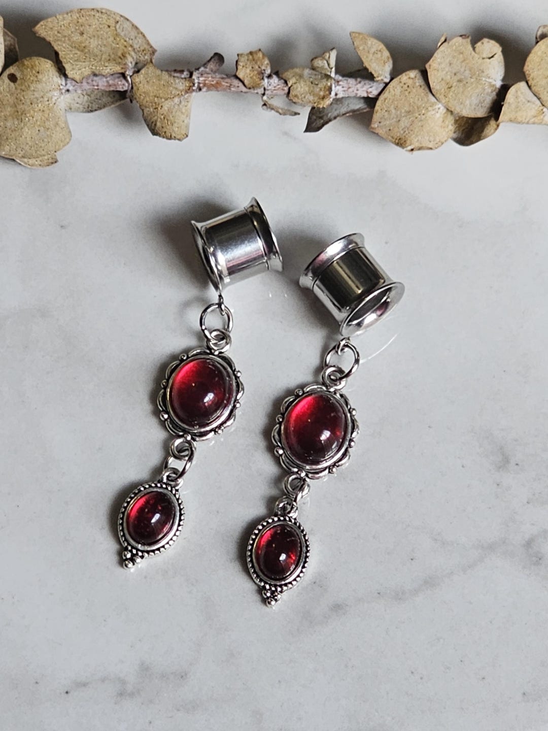 Red Goth Dangle Plugs Dangle Gauges - Etsy