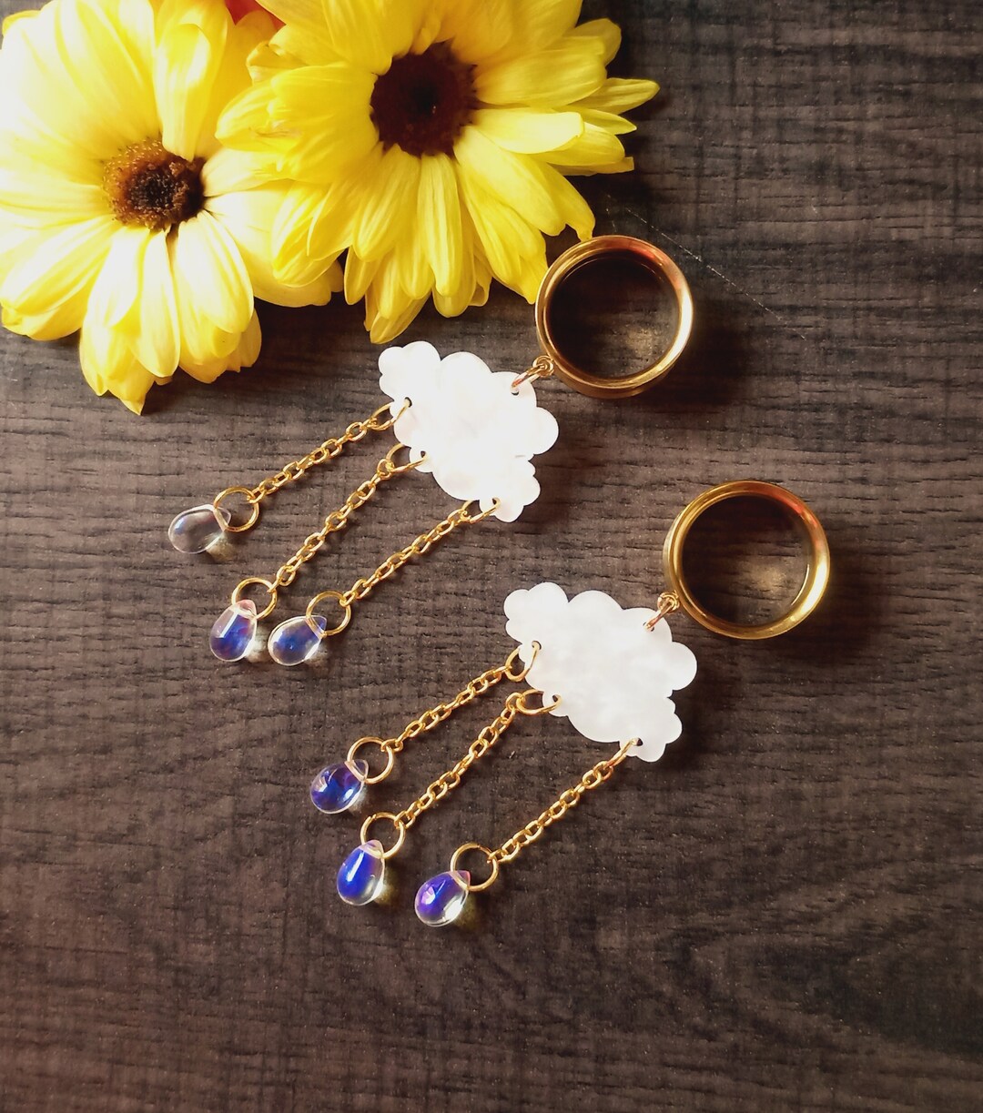 Rainy Days Dangle Gauges Dangle Plugs - Etsy