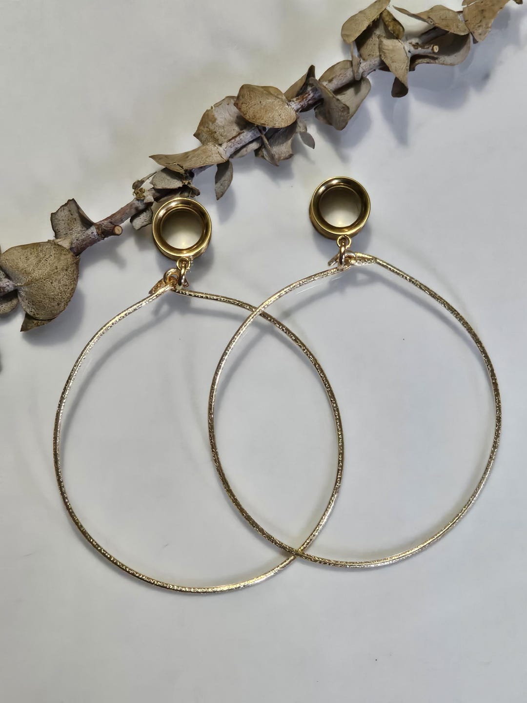 Large Hoop Dangle Gauges Dangle Plugs - Etsy