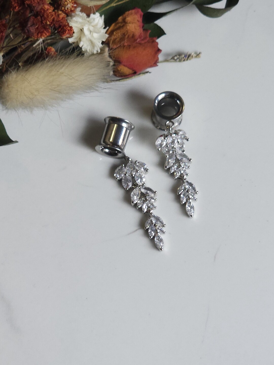 Beautiful Crystal Dangle Gauges Dangle Plugs Bridal Holiday Special ...
